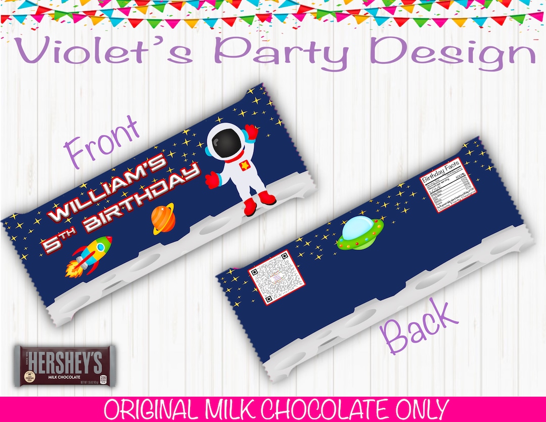 Space Hersheys Wrapper, Outer Space Birthday Candy Bar Label, Chocolate ...