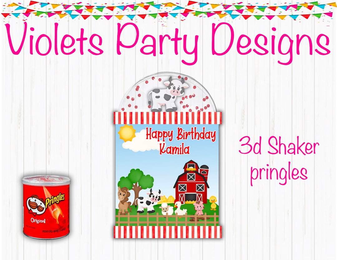 3D Farmer Pringle Shaker, Farm Birthday, Barnyard Birthday, Barnyard ...