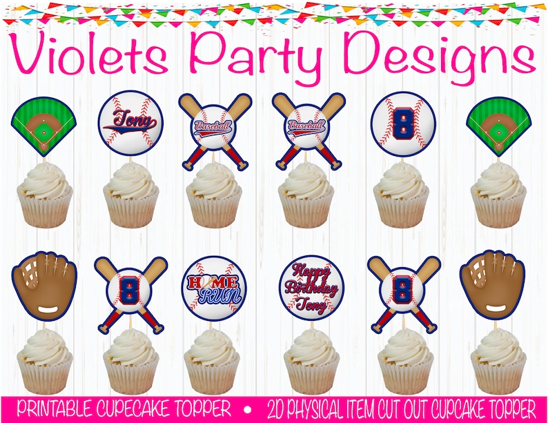 Baseball Cupcake Topper, First Pitch Cake Topper, Personalised Baseball ...