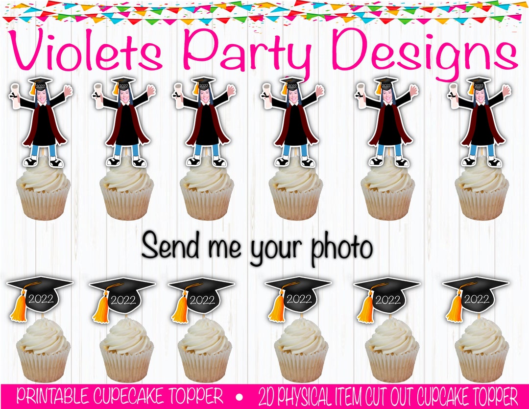 Graduación foto Cupcake Toppers, fiesta de graduación cara Cupcake ...