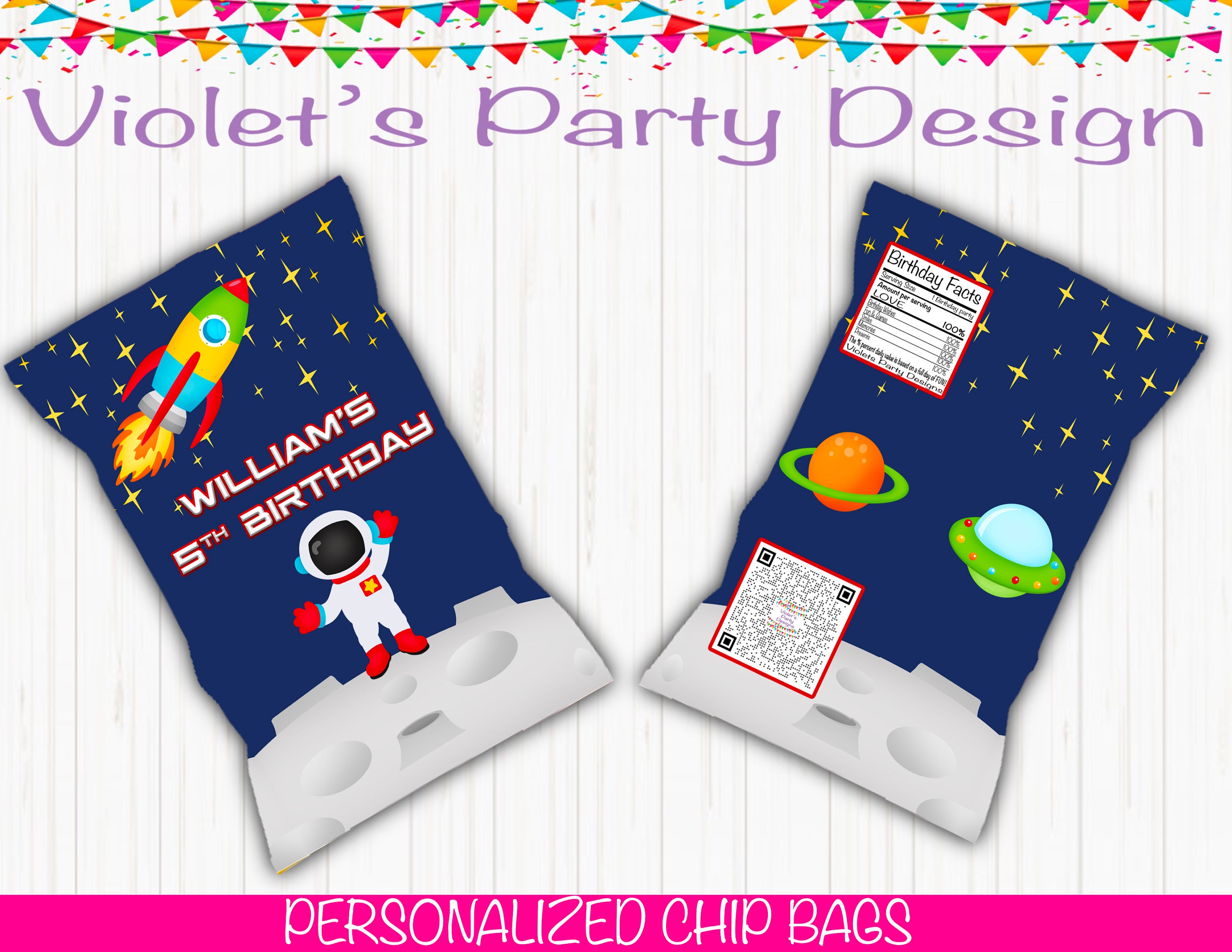 Outer Space Chip Bag, Space Chip Bags, Galaxy Party Decor, Chip Bags ...