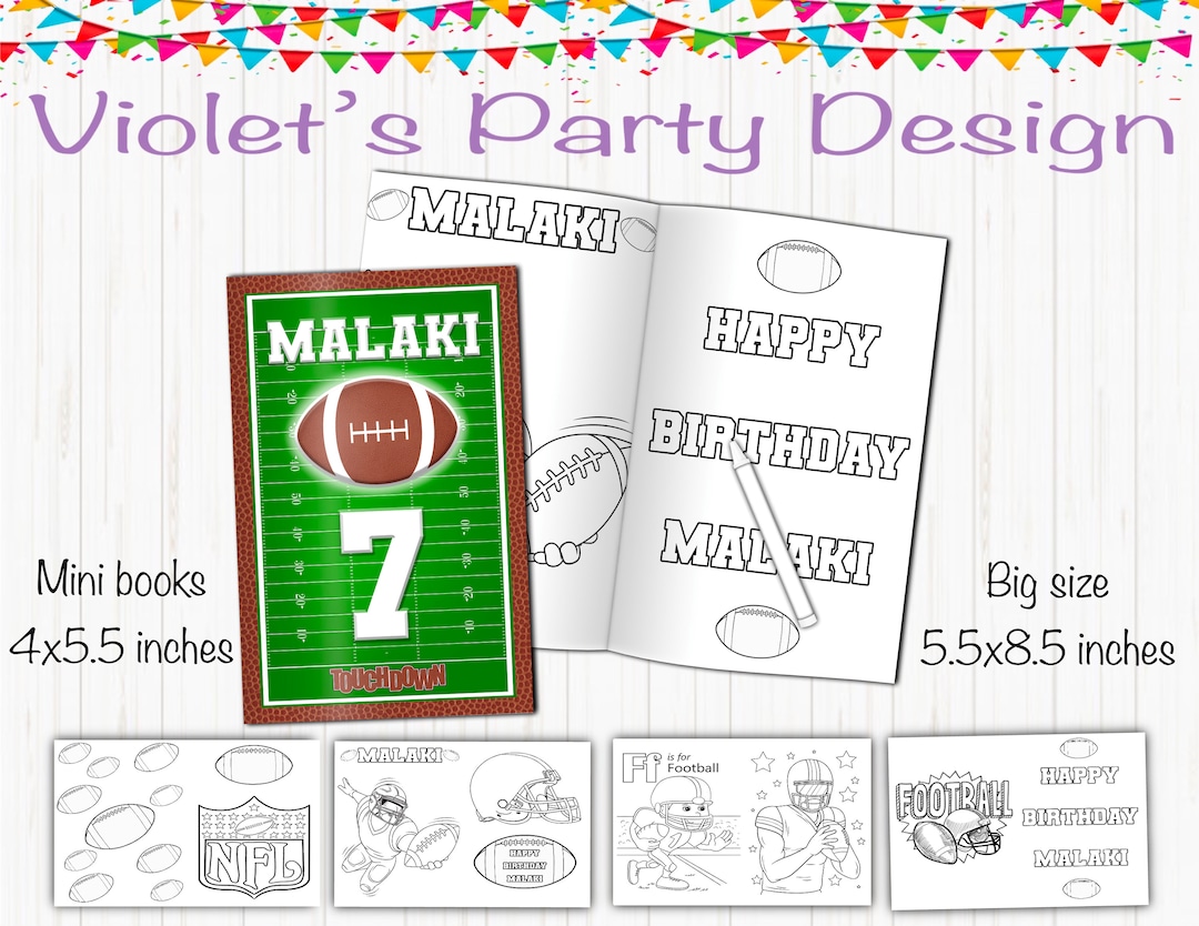 Football Coloring Book, Football Coloring Party Favors, Football ...