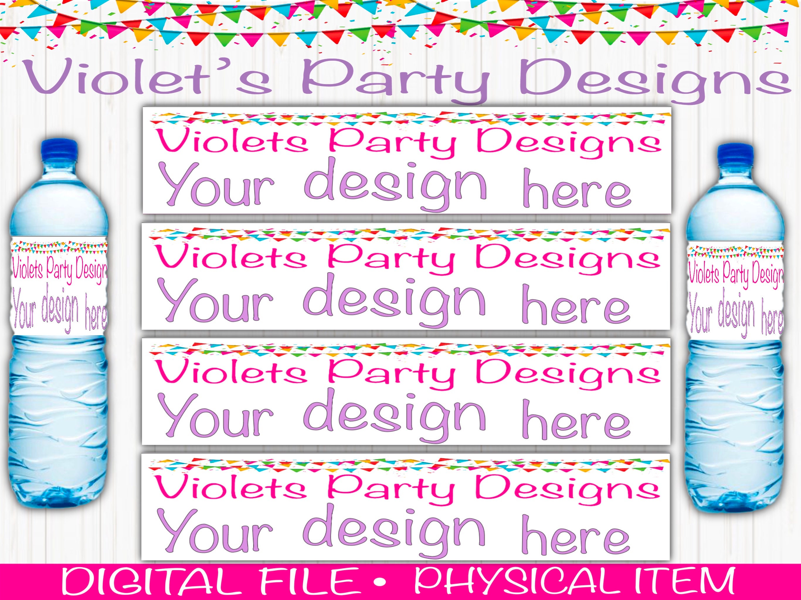 Custom Birthday Water Bottle Labels , Custom Birthday Pintables, Custom ...