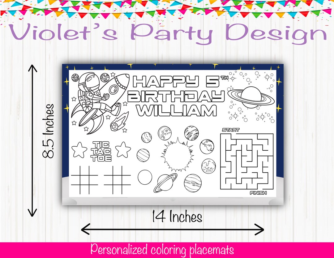 Planet Party Placemat, Space Activity Sheet, Solar System Party ...
