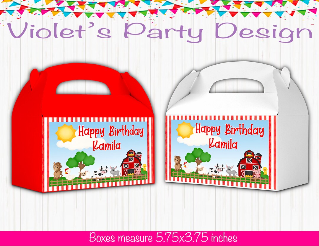 Farm Gable Box, Farm Birthday Favor, Farm Themed Birthday Favor Box ...