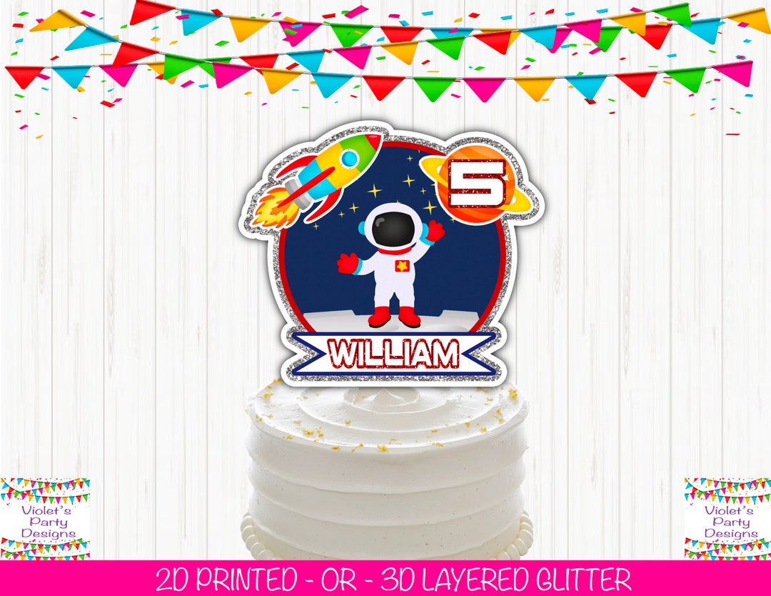 Space Cake Topper, Rocket Ship Cake Topper, Outer Space Birthday Party ...