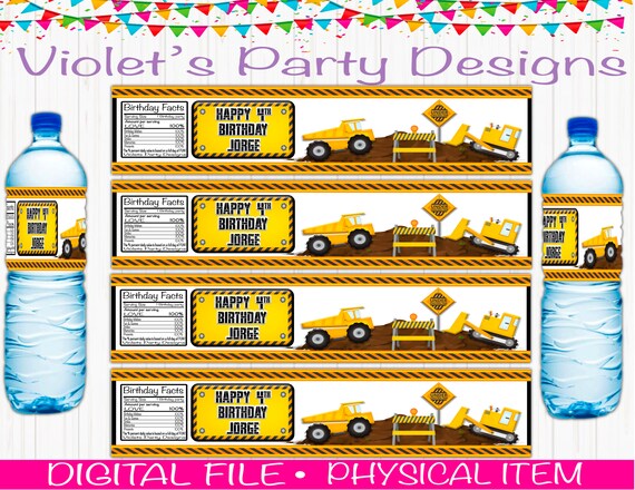 Construction Water Bottle Labels Construction Party Favors - Etsy