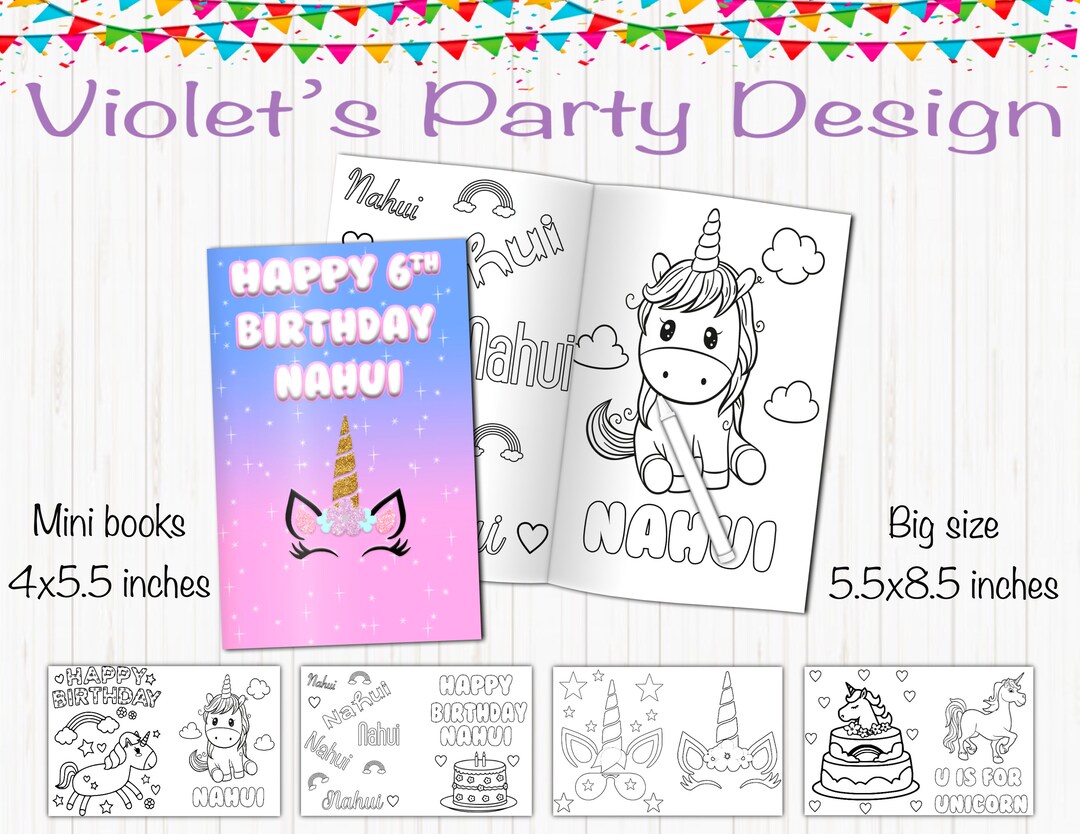 Unicorn Party Coloring Book, Unicorn Birthday Party, Coloring Book for ...