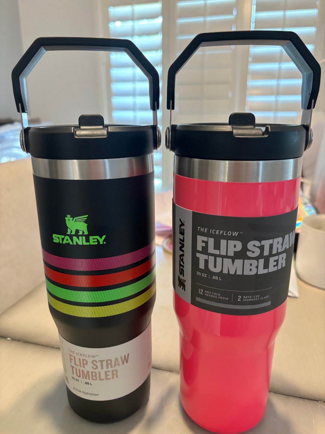 Personalized 30oz Flip Straw STANLEY NEON Collection Hot Pink Neon ...