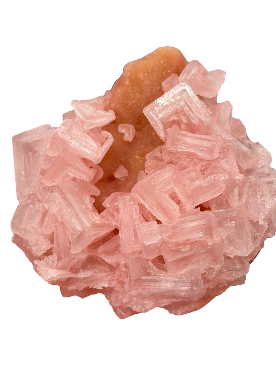 A Large Gorgeous Halite on Trona Pink Chalky Salt Mineral Specimen ...