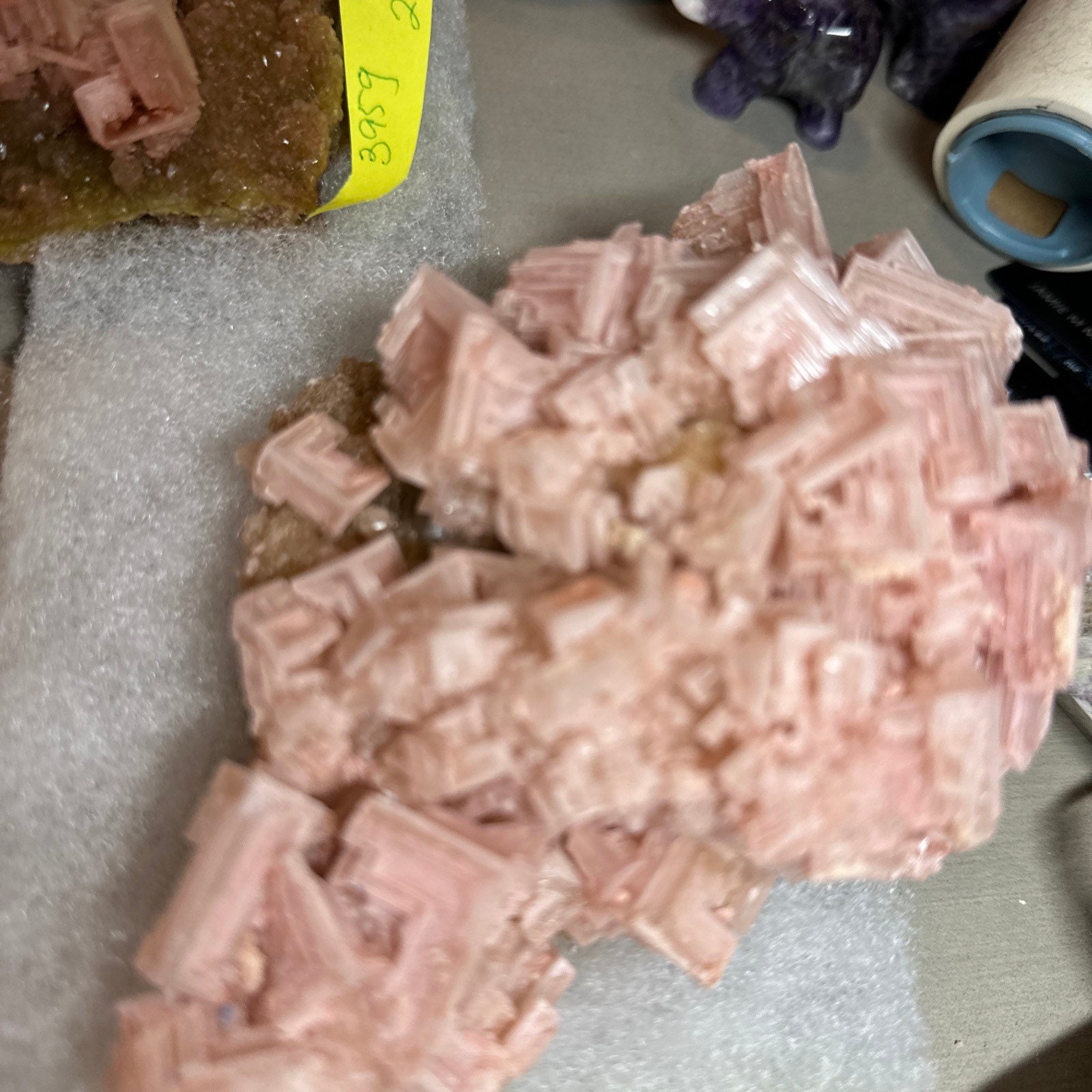 A Large Gorgeous Halite on Trona Pink Chalky Salt Mineral Specimen ...