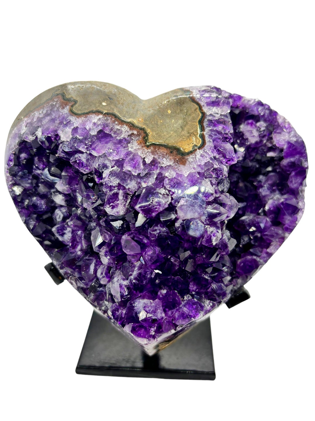 Large Uraguay Deep Purple Heart Amethyst Geode on a Stand With Rainbows ...
