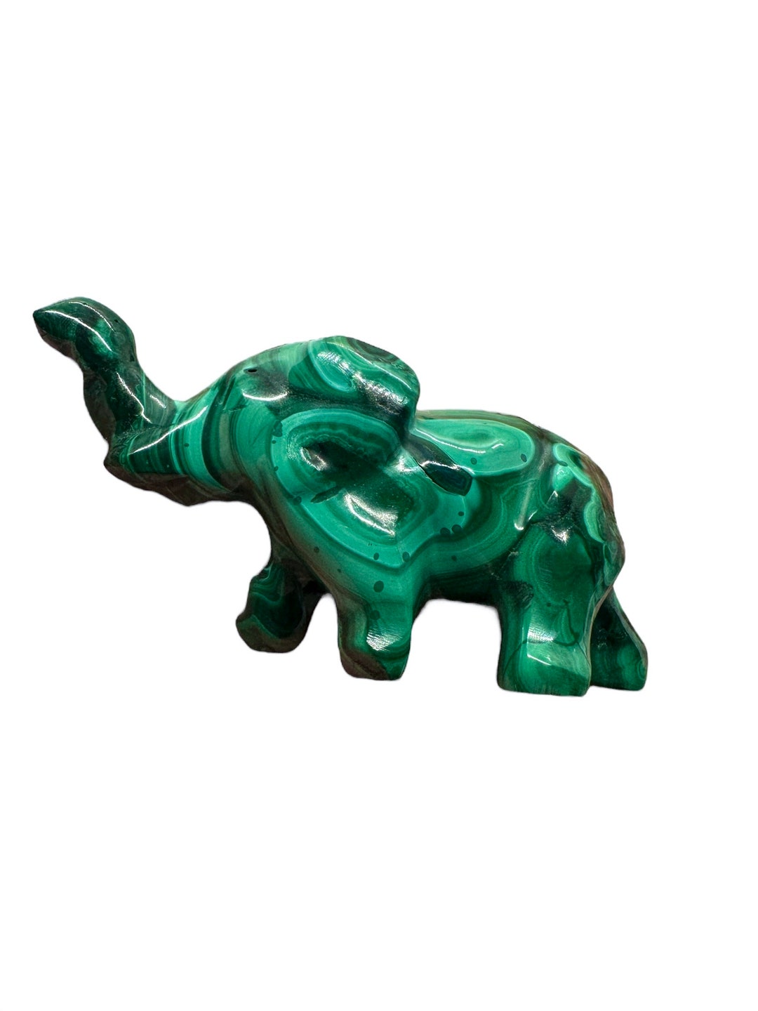 Incredible MALACHITE ELEPHANT Handmade Crystal Carving With Lots of Eye ...