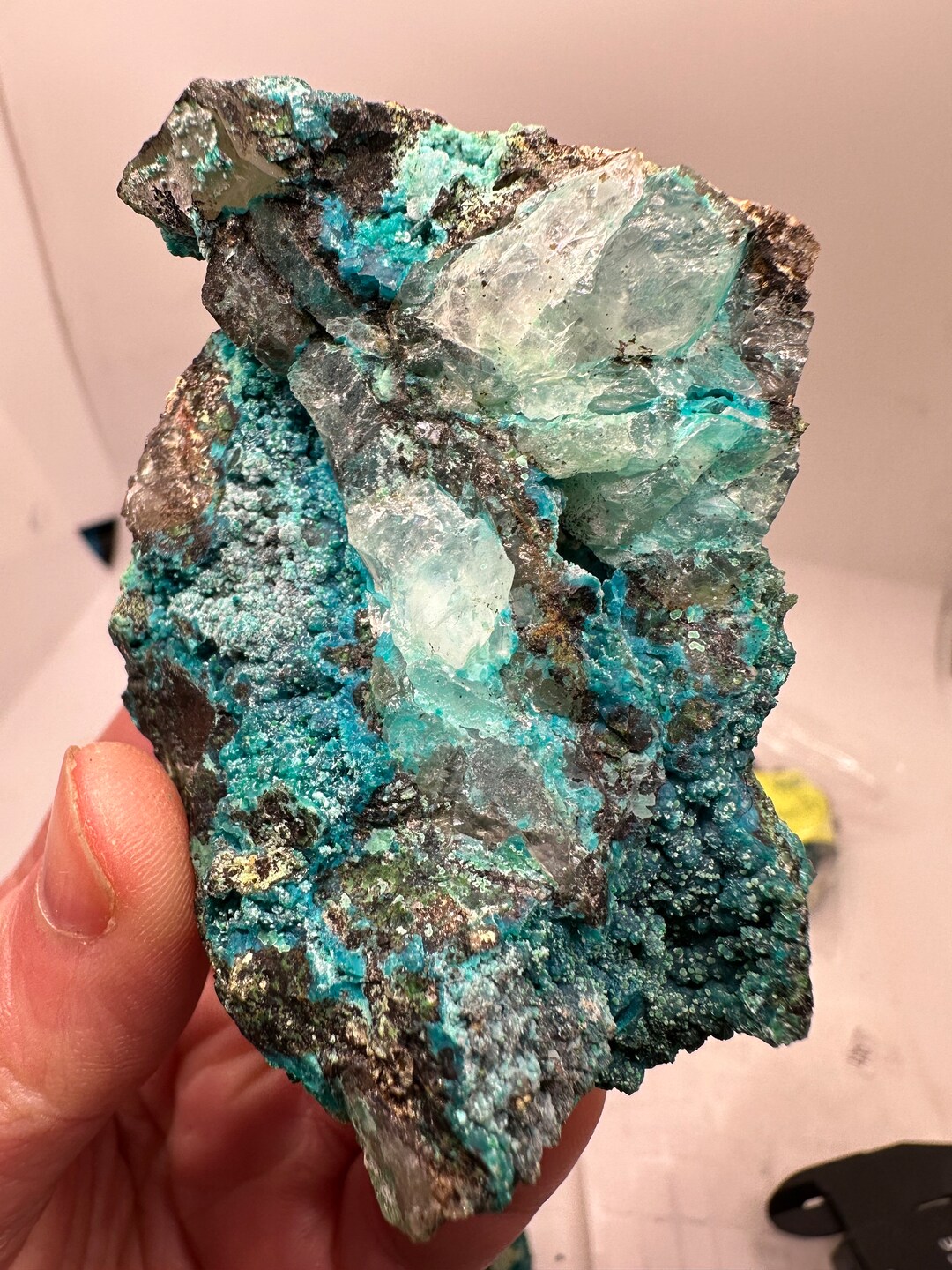 Chrysocolla on Quartz From La Tentadora Mine, Peru Crystal Mineral ...