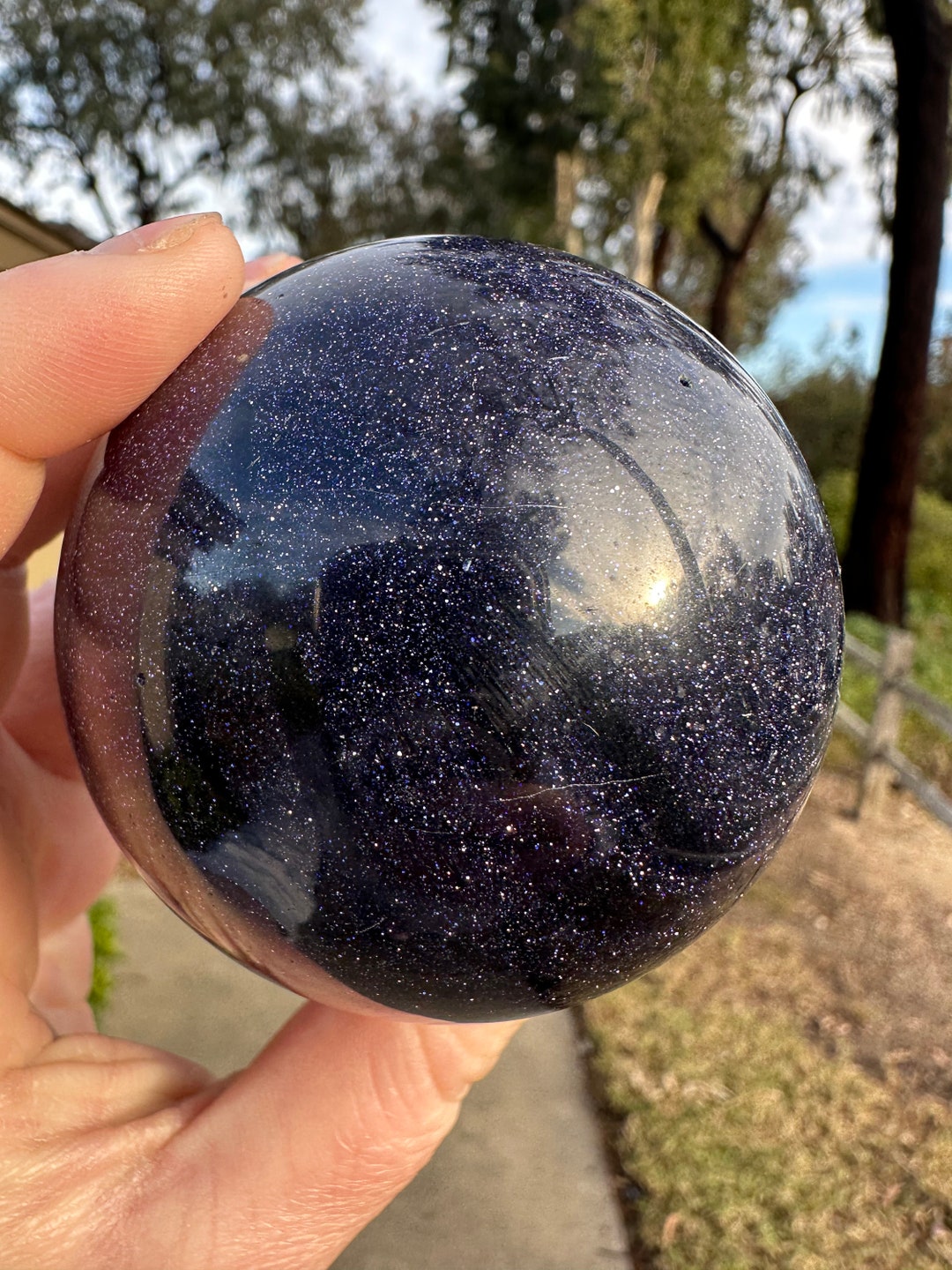 Large Blue Goldstone Sandstone Crystal Ball Sphere Mineral Specimen ...