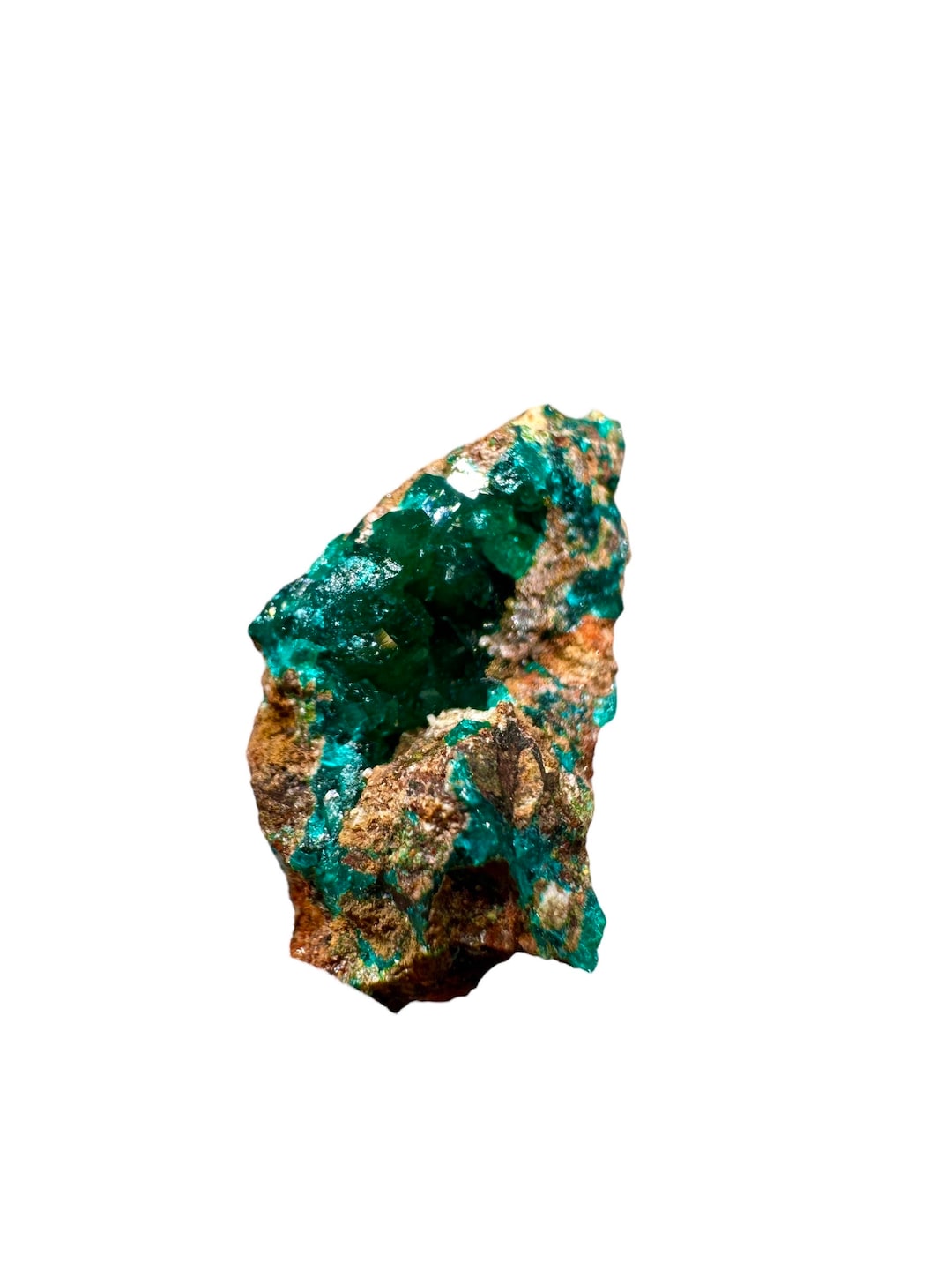 A DIOPTASE Raw Crystal With Epidote on Matrix Crystals Mineral Specimen ...