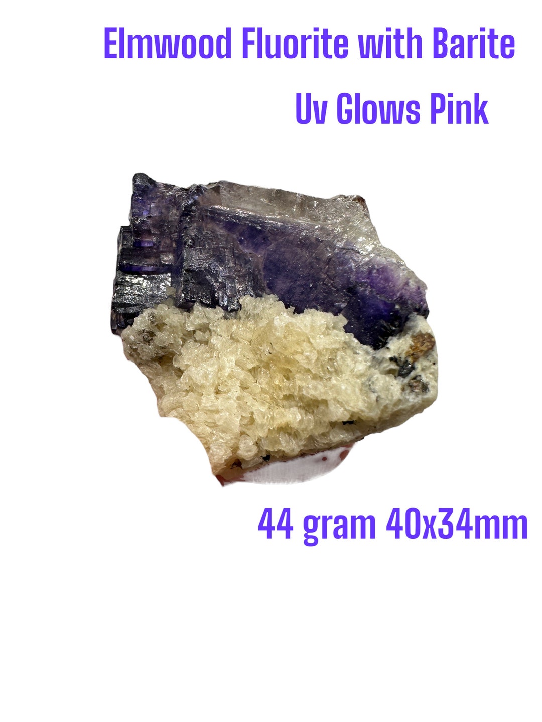 Elmwood Purple & White Fluorite Crystal on Barite With Sphalerite UV ...