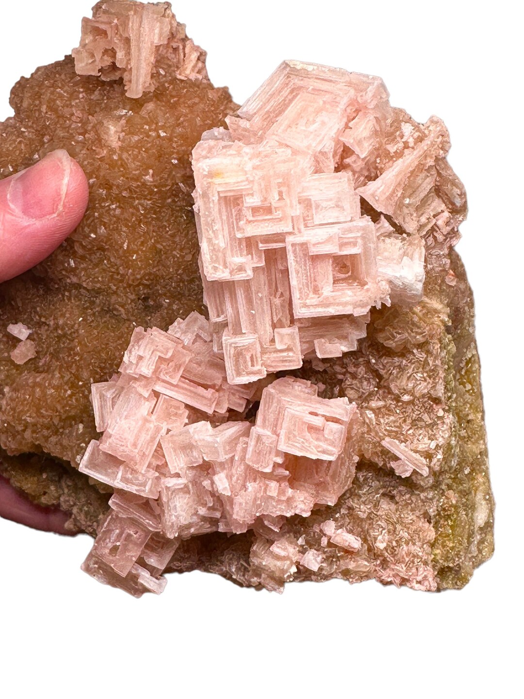 A Large Gorgeous Halite on Trona Pink Chalky Salt Mineral Specimen ...
