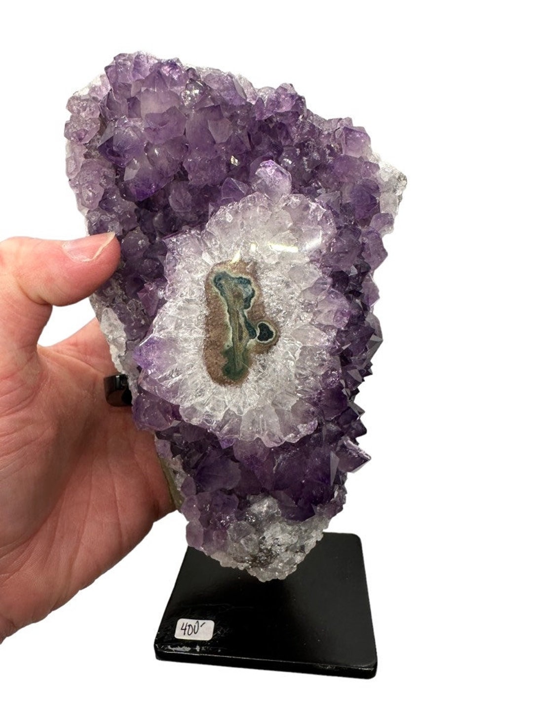 A Stalactite Uruguay Deep Purple Galaxy Amethyst on a Stand Flower With ...