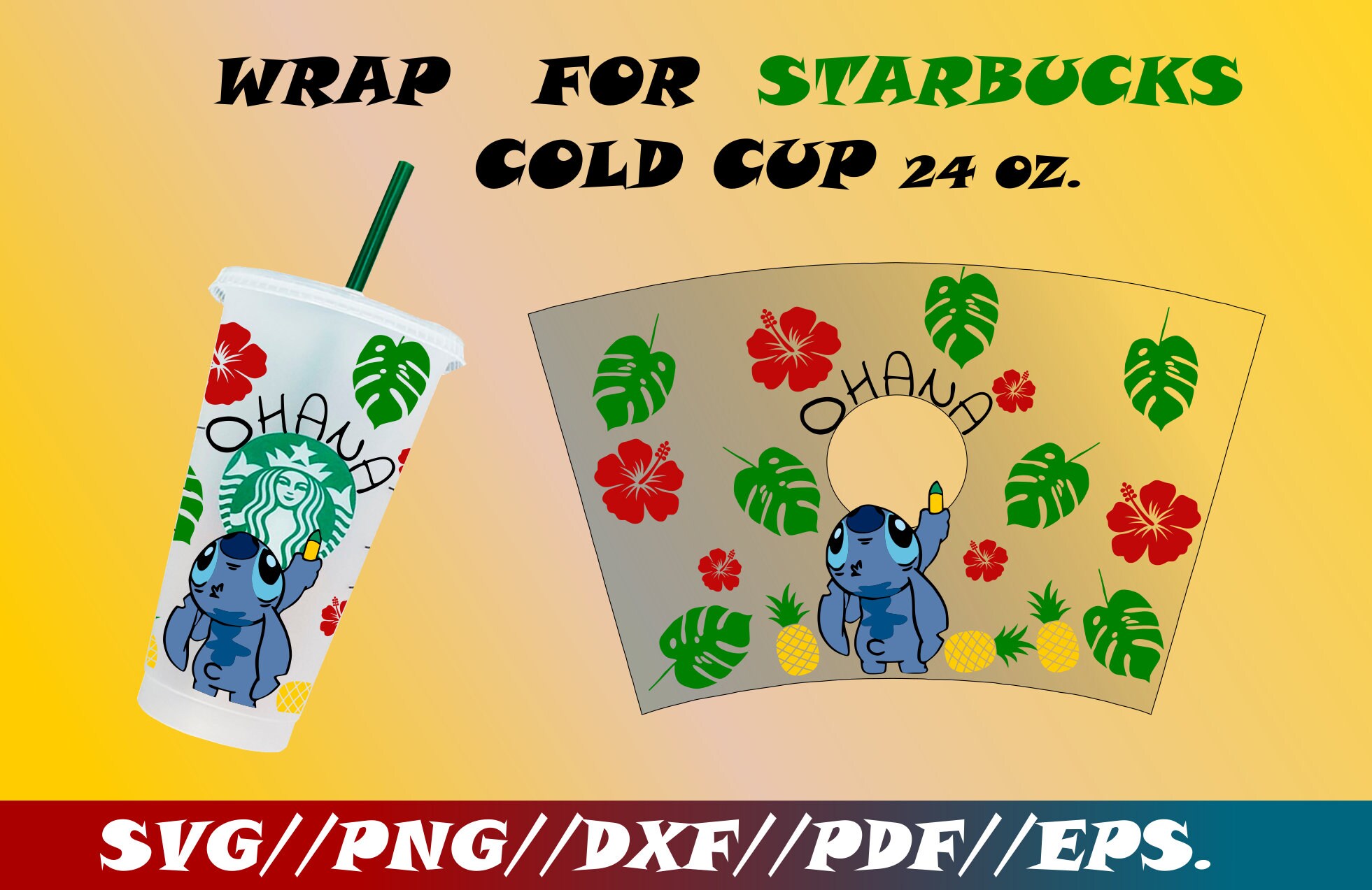 Stitch Full Wrap Svg Full Wrap for Starbucks Venti Cold Cup - Etsy UK