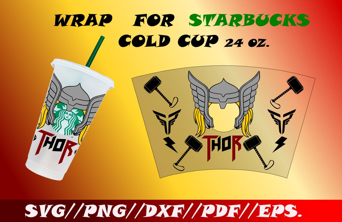 Clip Art Thor Full Wrap, Full Wrap for Starbucks Venti Cold Cup ...