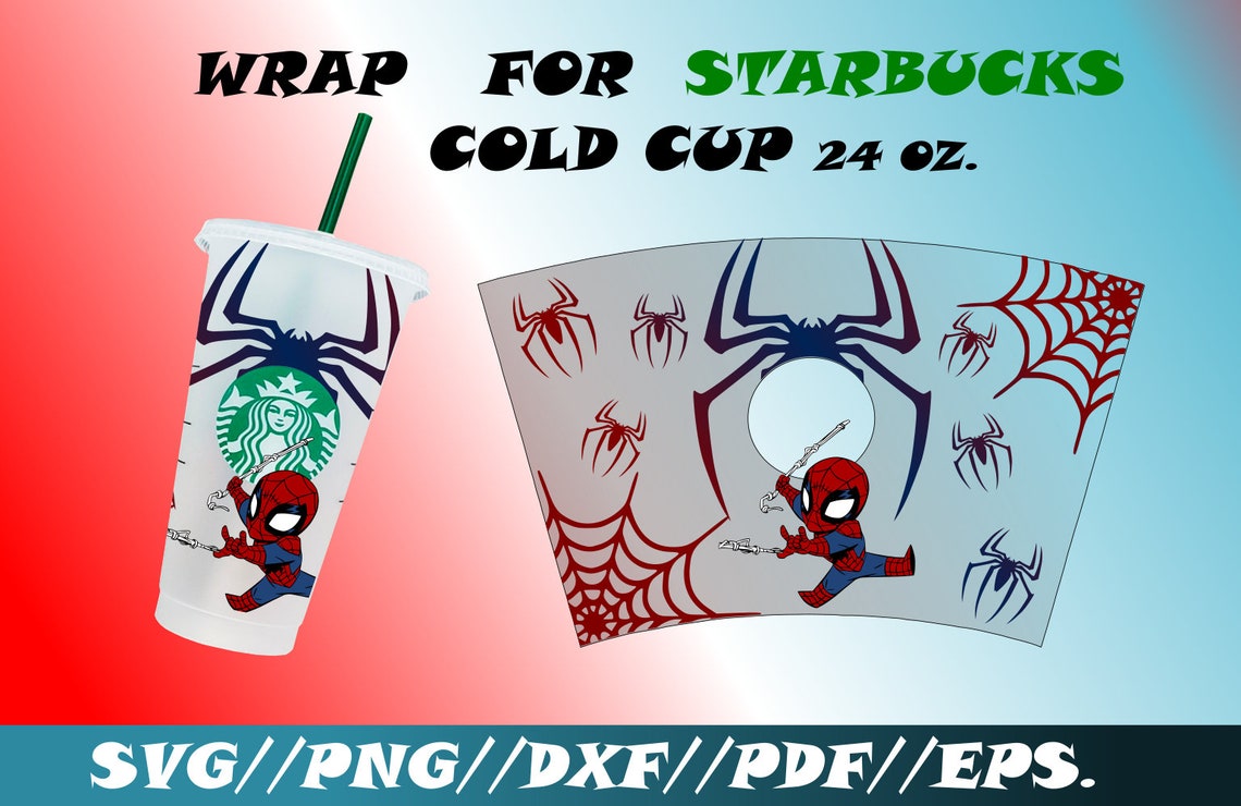Spiderman Full Wrap Svg Full Wrap for Starbucks Venti Cold - Etsy