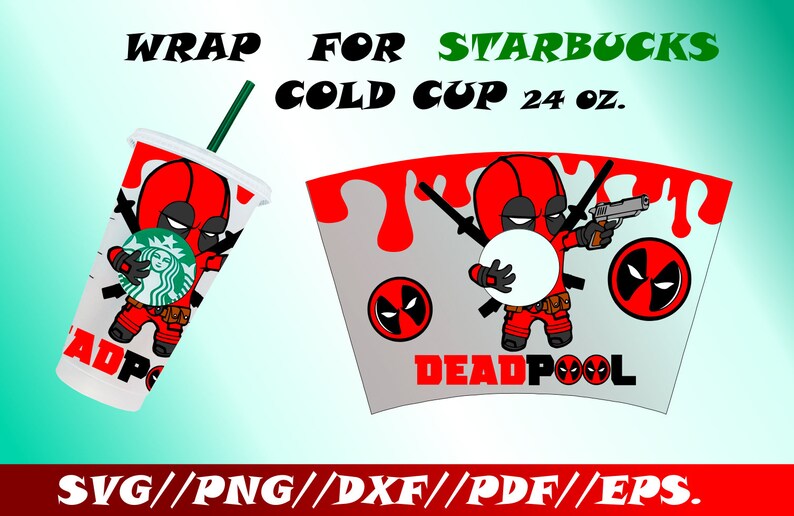 Deadpool Full Wrap Svg Full Wrap for Starbucks Venti Cold Cup - Etsy