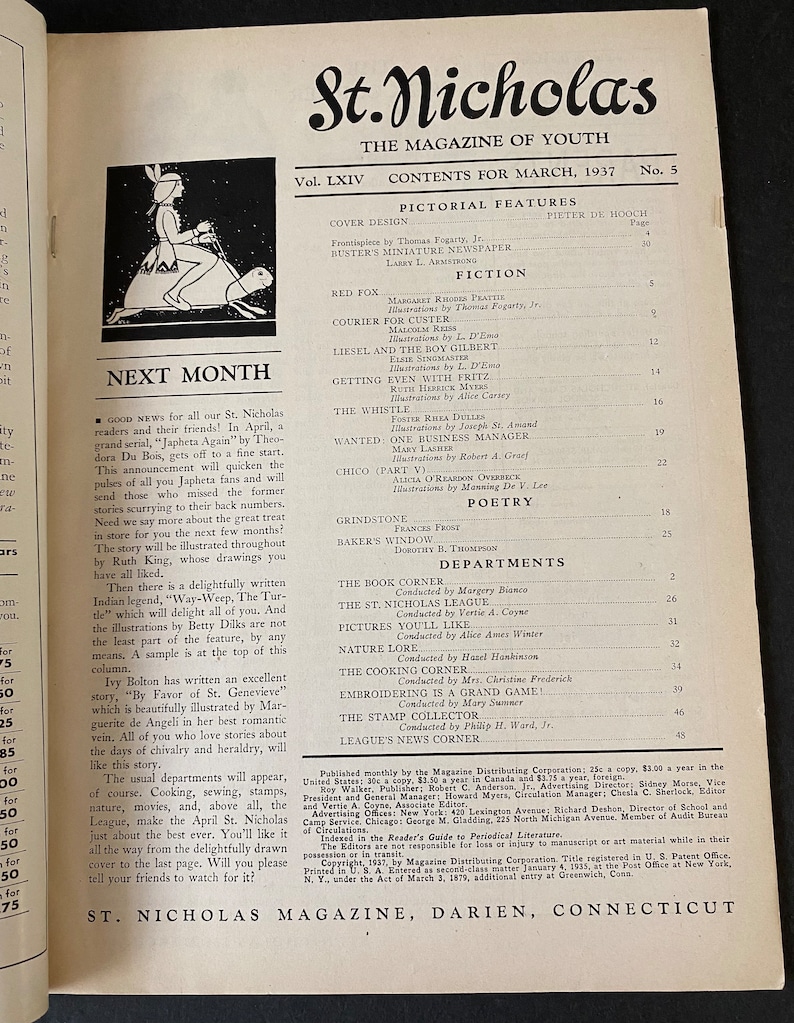 St. Nicholas Magazine March 1937 Issue - Etsy