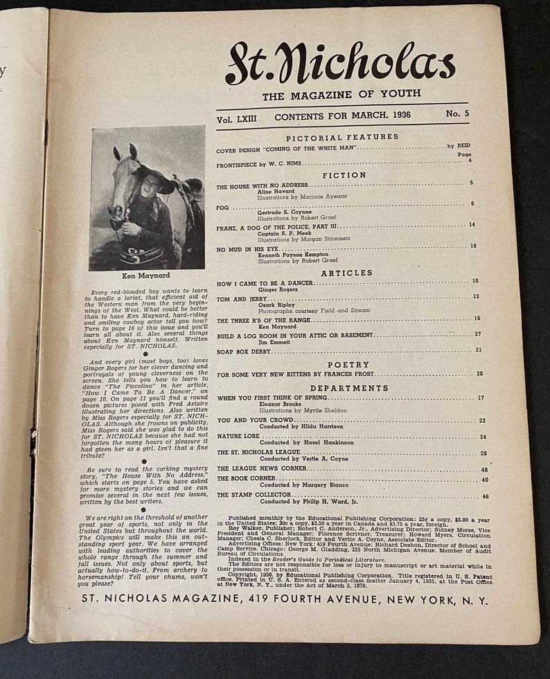 St. Nicholas Magazine March 1936 Issue - Etsy