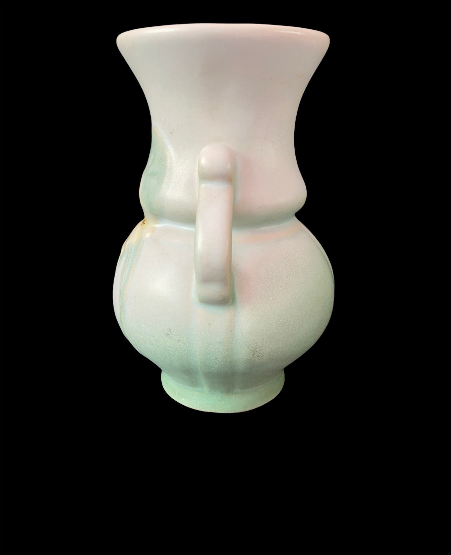 Weller Art Pottery Panella Pastel Green 6 Inch Double Lyre Handled Vase ...