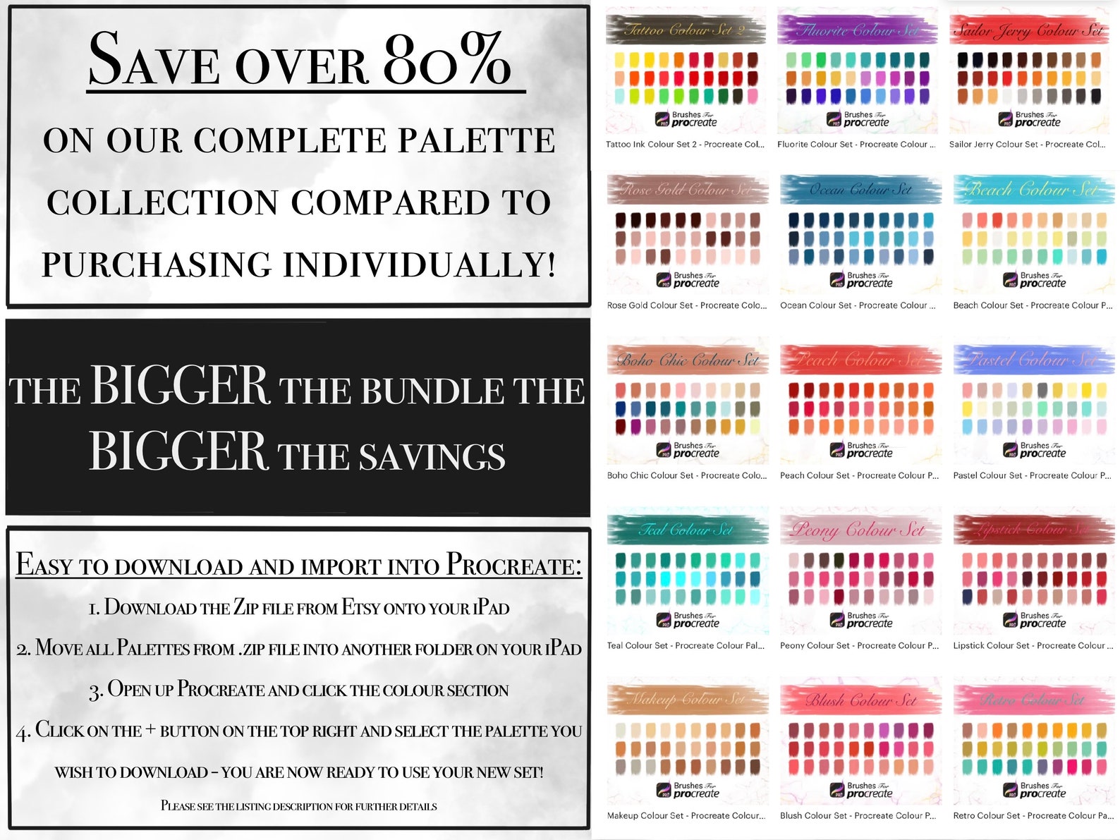 Huge Colour Set Bundle 2 With 33 Swatches Procreate Colour Palettes - Etsy