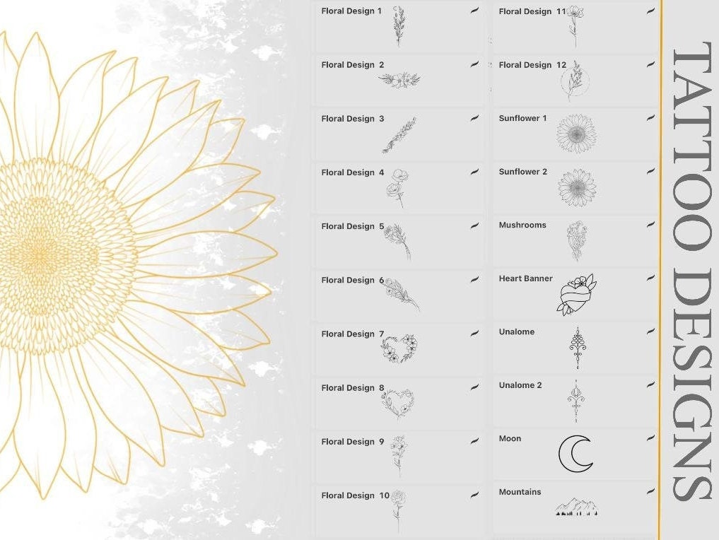 Tattoo Flash Collection - 60 Tattoo Stamps for Procreate - Tattoo Quick ...