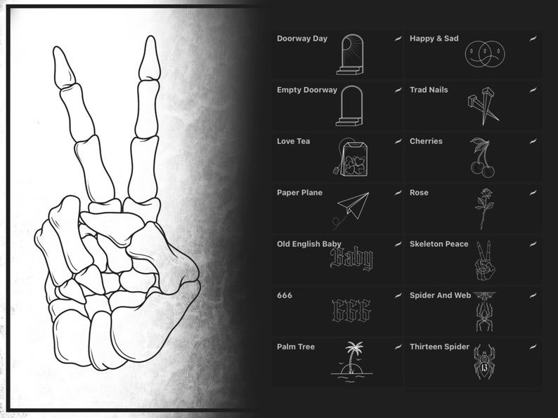 Friday the 13th Tattoo Stamps for Procreate - 113 Tattoo Flash Designs for Friday the 13th ...