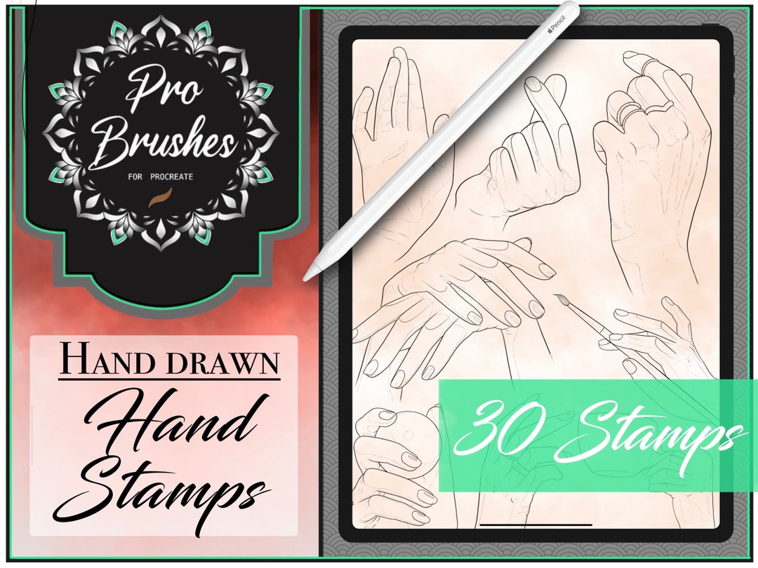 Hand Tattoo Designs for Procreate - Hand Stencil Procreate Brushes ...
