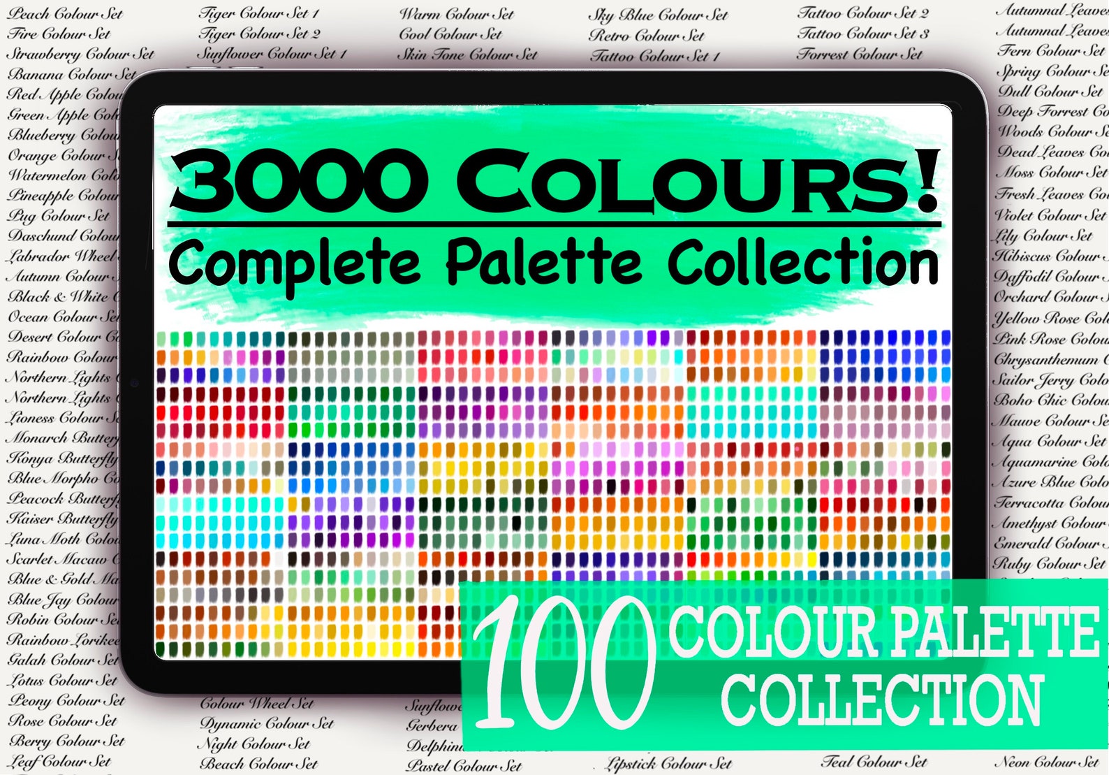Colour Palettes Bulk Procreate Colour Set With 3000 Colours - Etsy