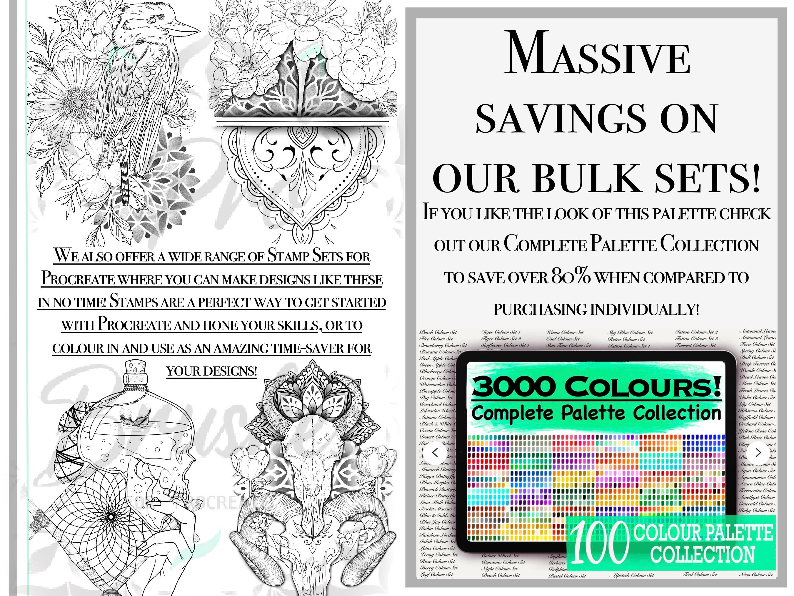 Huge Colour Set Bundle 2 With 33 Swatches Procreate Colour Palettes - Etsy