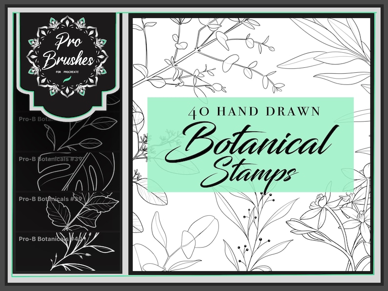 Procreate Botanical Stamps for Tattoo Artists: 40 Exquisite - Etsy