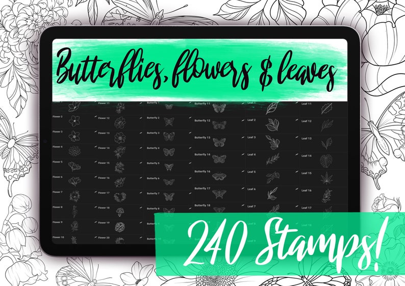 Procreate Stamp Bundle 240 Stamp Brushes for Procreate | Etsy