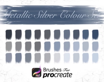 Procreate Palette Metallic Color Swatch Full Set Gold Rose Silver ...