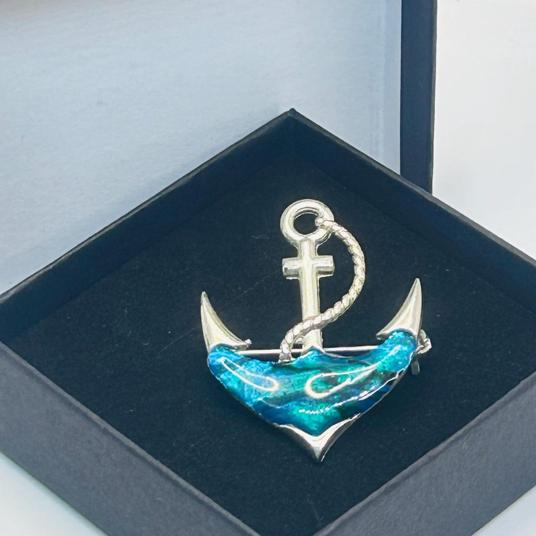Vintage Anchor,sports Yacht/ship Brooch Pin Silver Tone With Abalon - Etsy