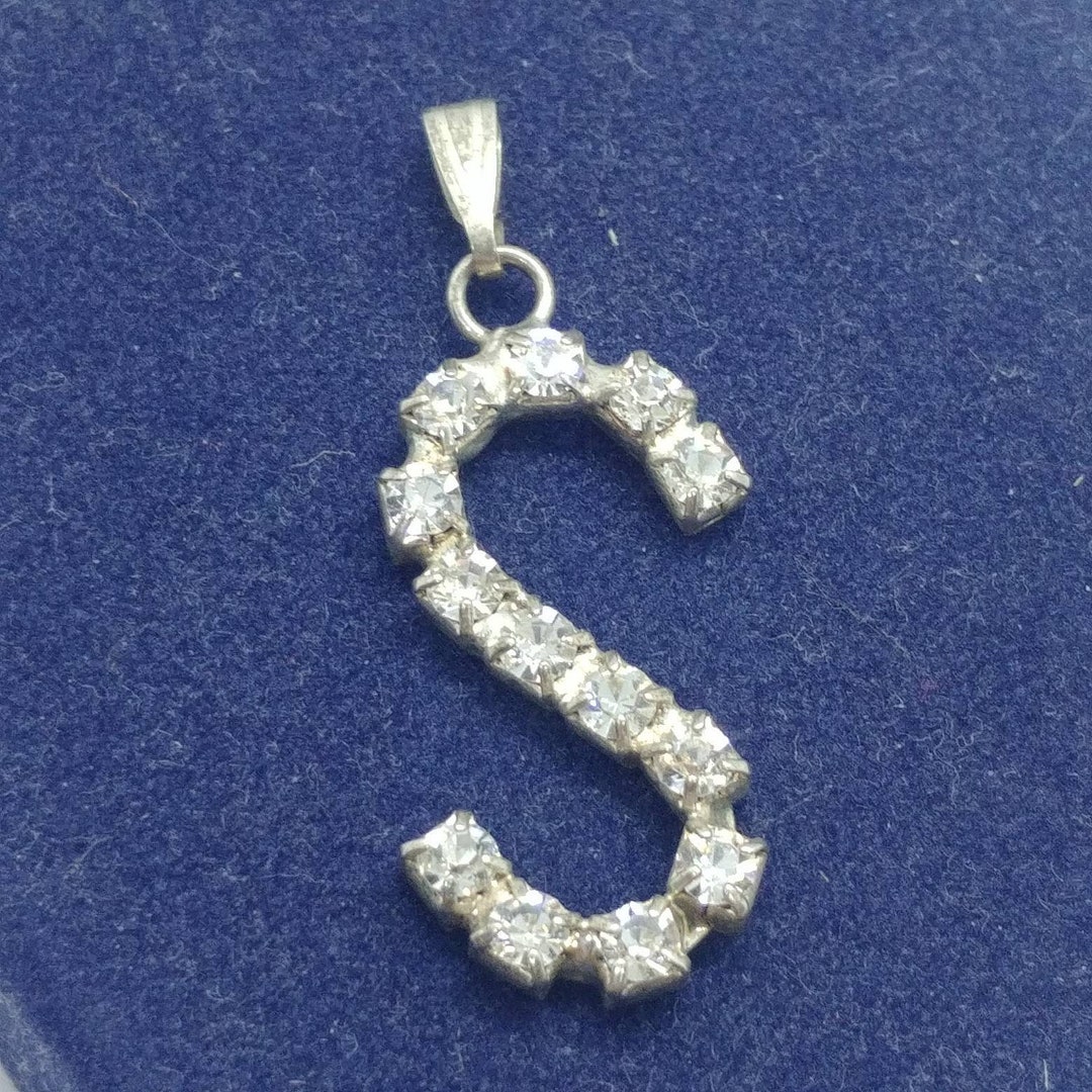 Vintage S Letter Pendant Silver Tone With Rhinestones - Etsy