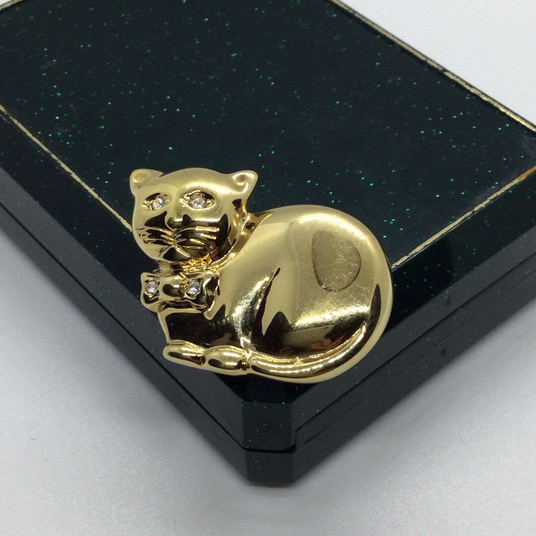 Vintage Cat Brooch Gold Tone Lr/lady Remington - Etsy