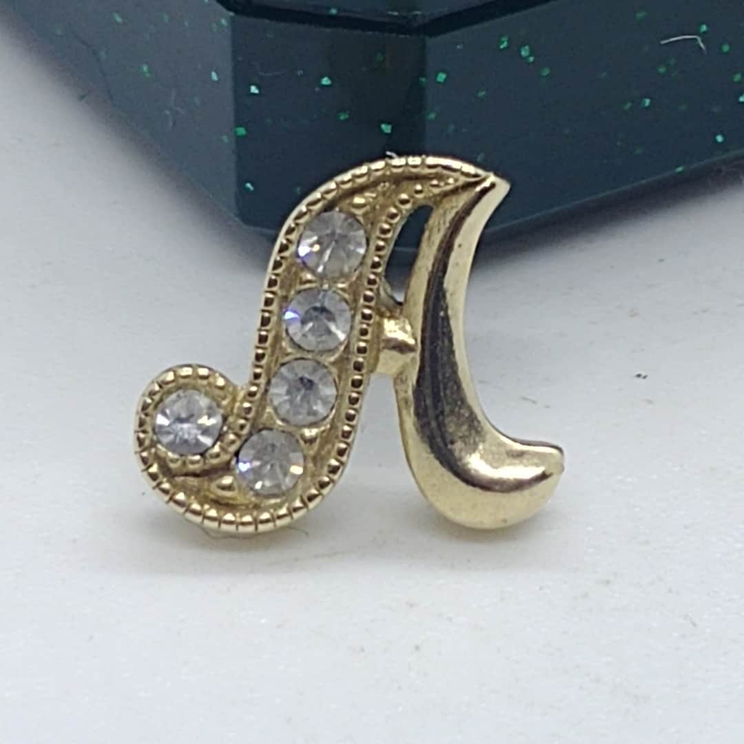 Vintage A Letter Brooch Pin Gold Tone With Rhinestones. Alphabet Avon ...