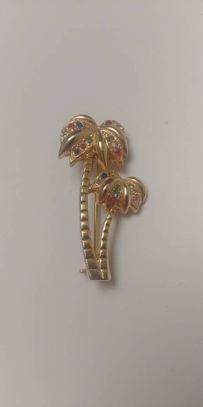 Vintage Brooch/ Pin Tropical Palm Tree From Aconda.goldplated With ...