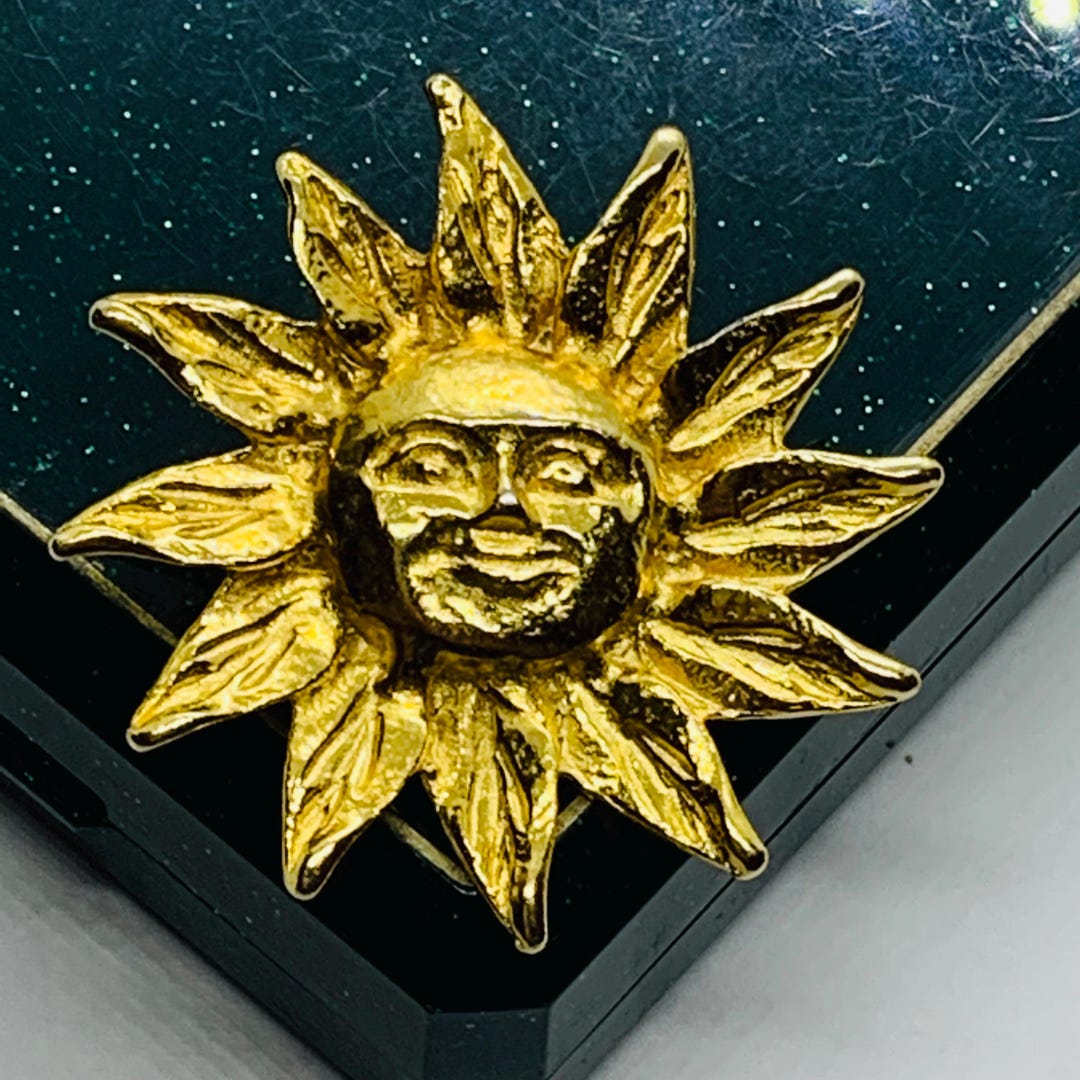 Vintage Sun Brooch Pin in Gold Tone - Etsy
