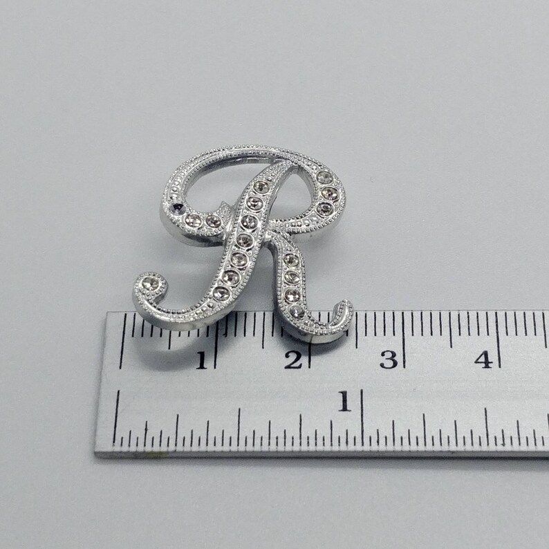 Vintage Brooch/pin Letter R Monogram Silver Tone With Rheinstones - Etsy