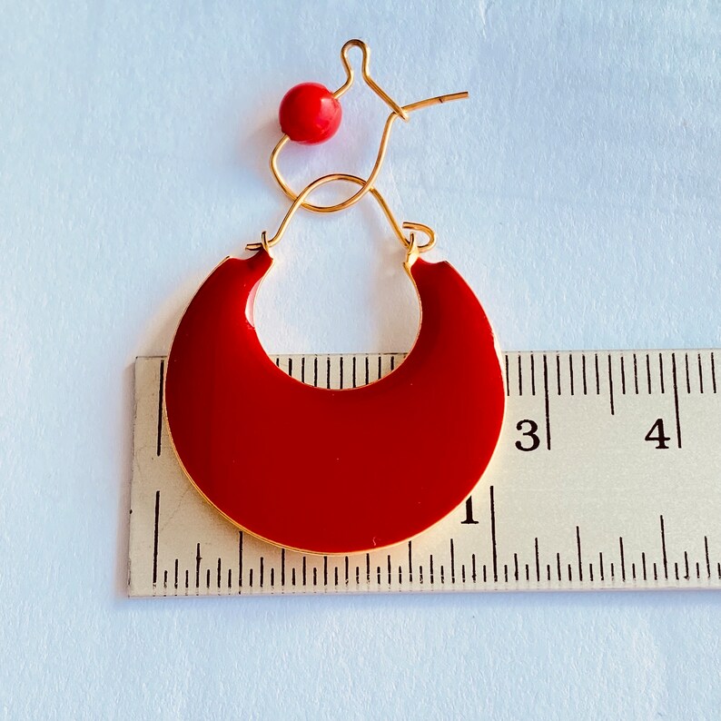 Vintage Earrings Gold Tone With Red Enamel - Etsy