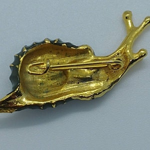Vintage Brooch in the Shape of a Snail Gold Tone With Green Enamel - Etsy