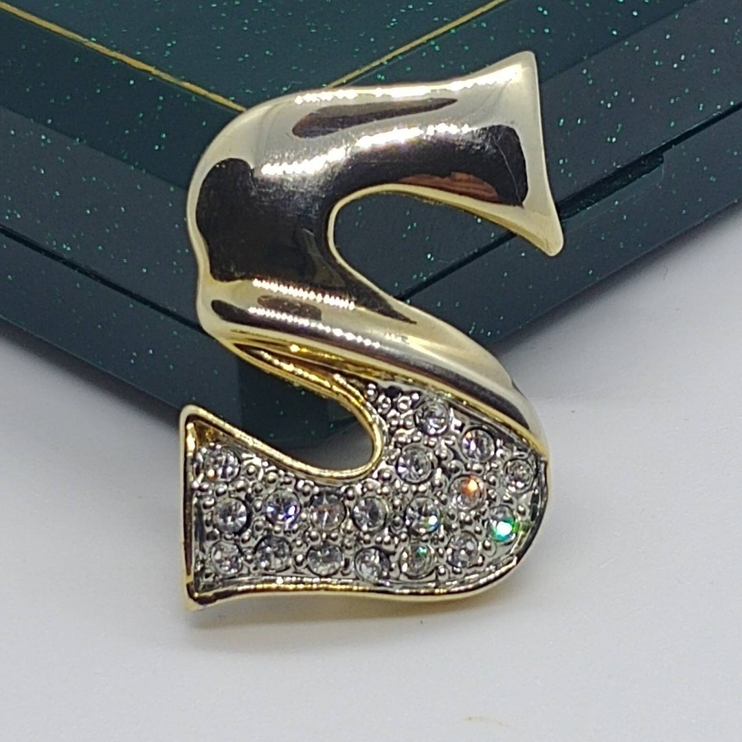 Vintage Brooch Pin Letter S Monogram Name Initial Brooch Gold Tone - Etsy