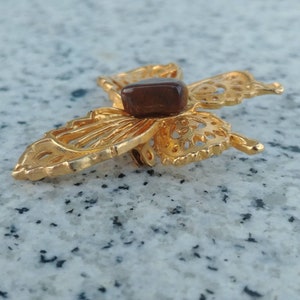 Vintage Butterfley Brooch With Tiger Eye Stoun - Etsy